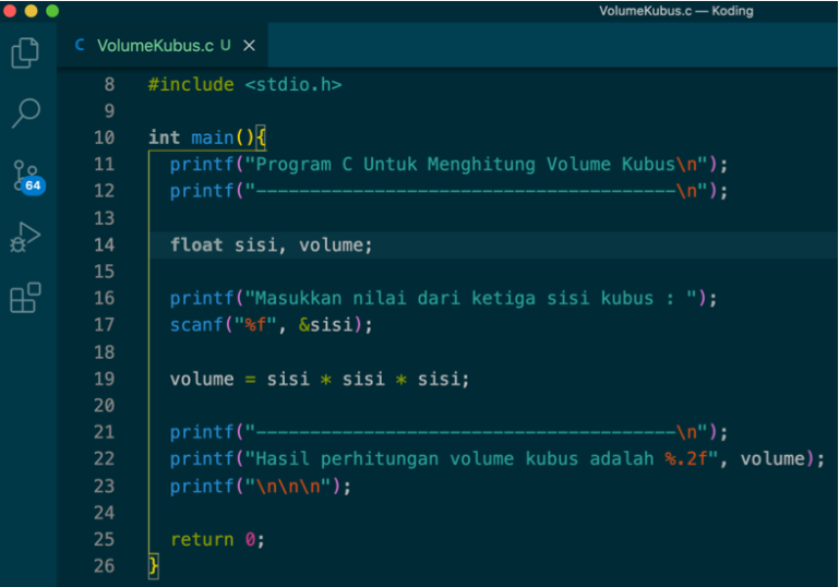 Program C Untuk Menghitung Volume Kubus (2024) - Ayam Koding