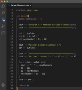 Program C++ Membuat Barisan Fibonacci - Ayam Koding
