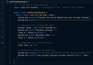 Program Java Untuk Menghitung Luas Persegi Panjang